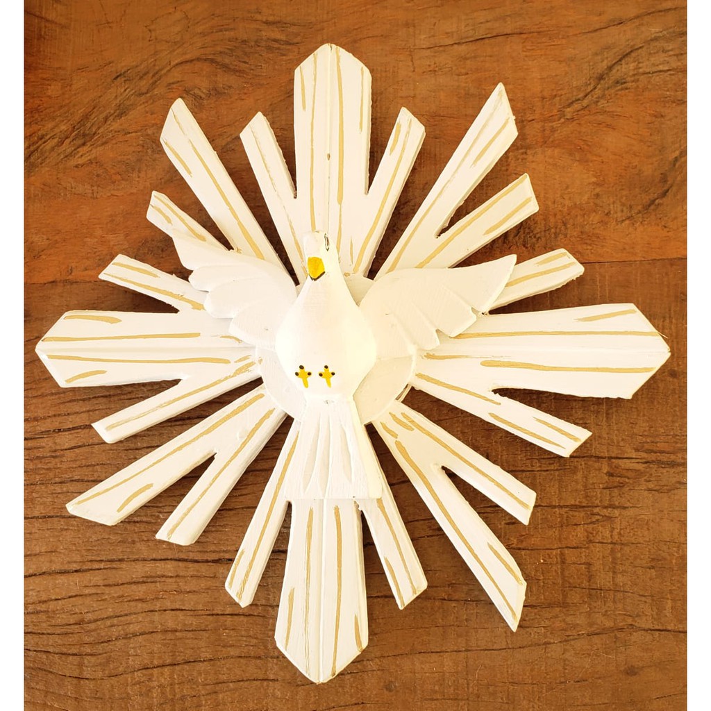 Divino Espirito Santo Resplendor em Madeira - 28 x 28cm -PROMOÇÃO ...