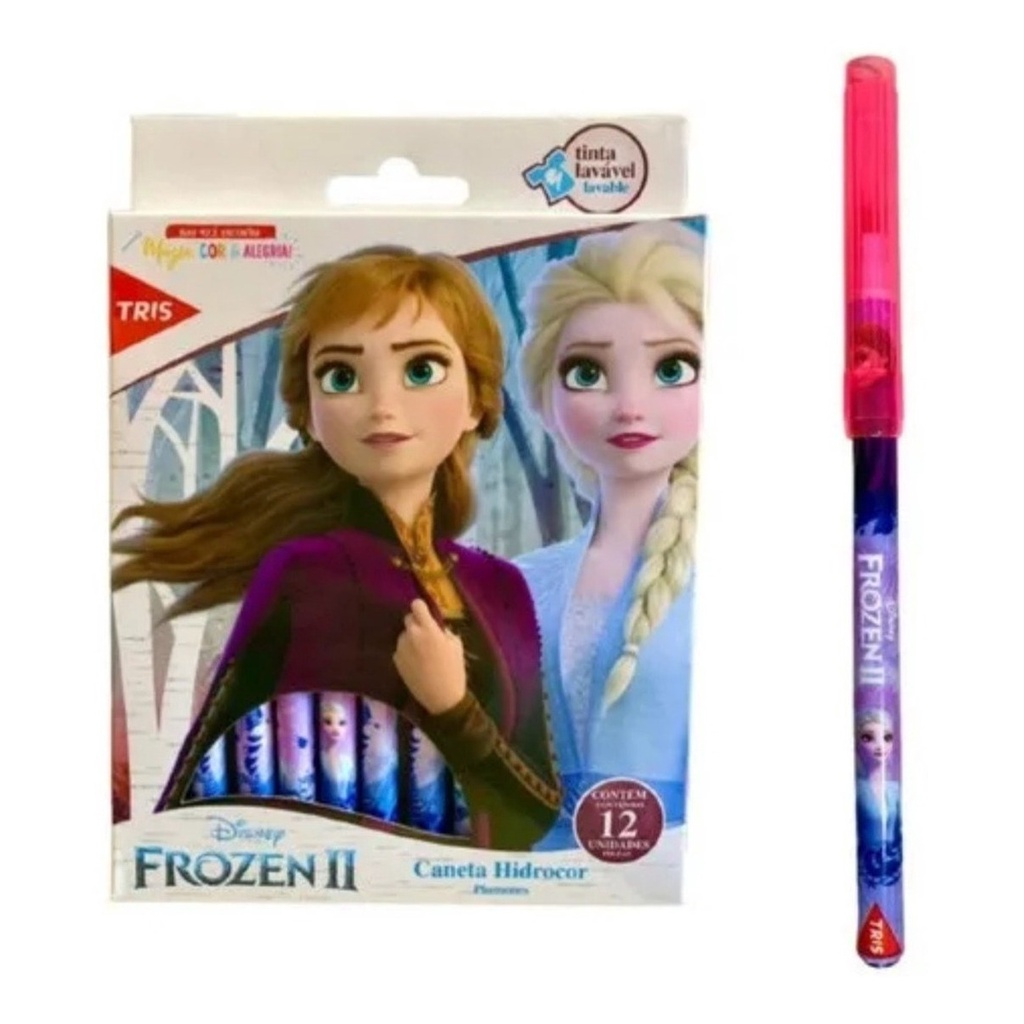 Canetinha Hidrocor Frozen Ponta Fina 12 Cores | Shopee Brasil