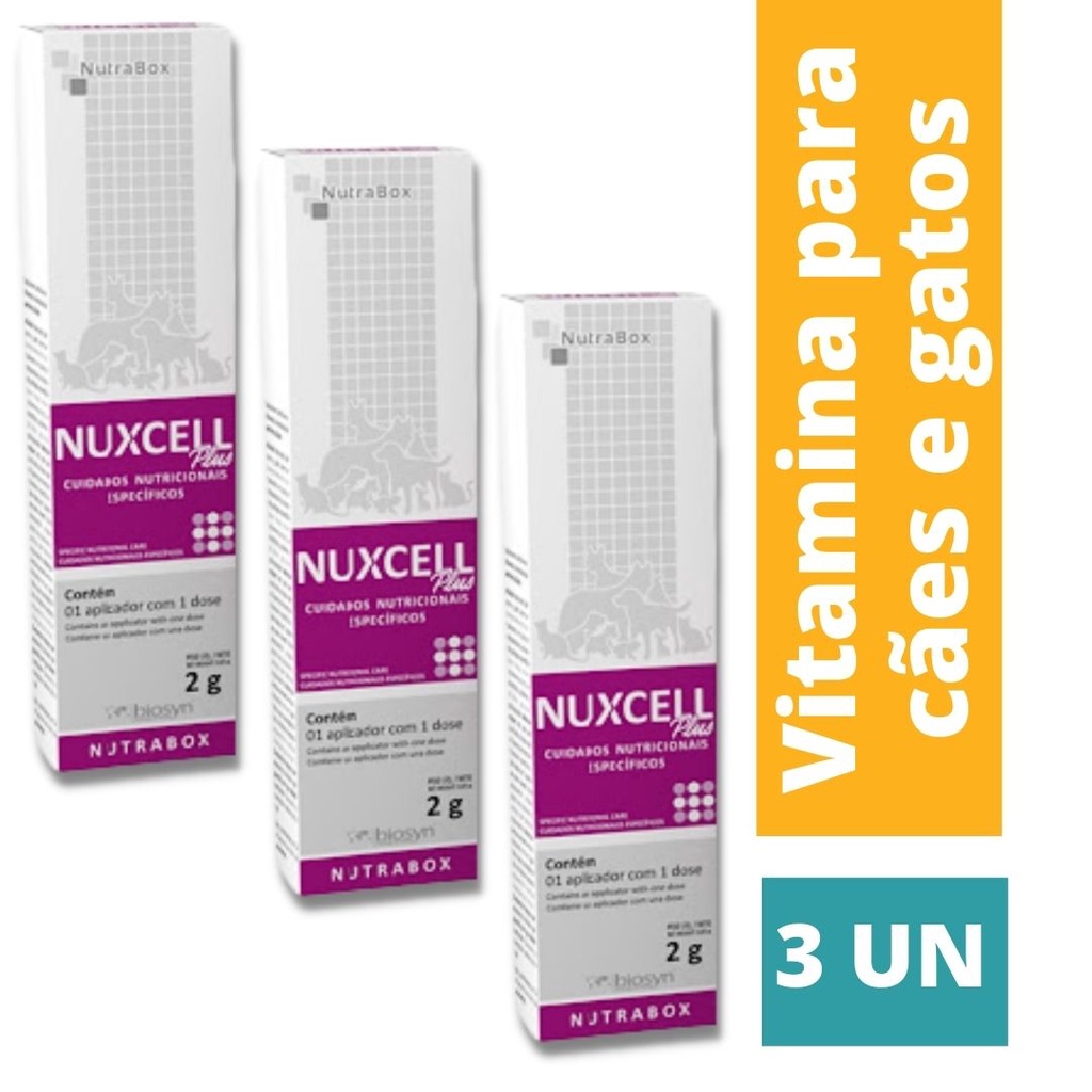 Kit 3 Probiotico e Vitamina p/ Cachorro e Gato Nuxcell Plus | Shopee Brasil