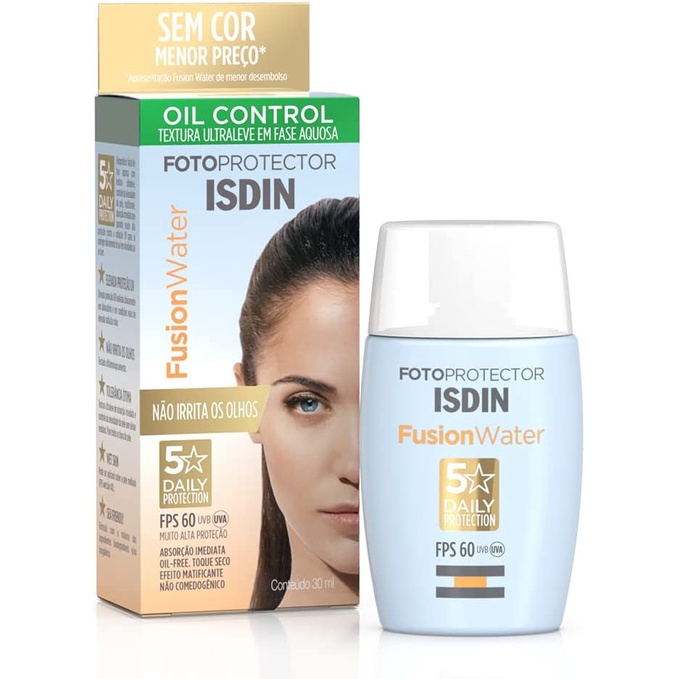 Isdin fusion water fps 60 oil control 30 ml | Shopee Brasil