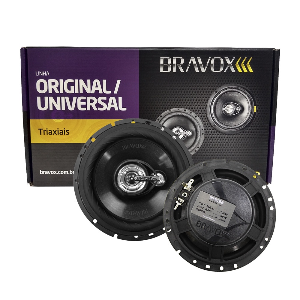 Par Auto Falante Bravox Triaxial TR6U Polegadas 120w Rms | Shopee Brasil