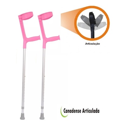Muleta Canadense Apoio do Braço Articulada Alumínio Ajustável Rosa ...