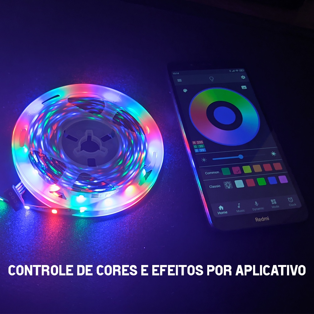 Fita de Led RGB 5 metros + Controle por Aplicativo (Envio em 24 Horas) | Shopee Brasil