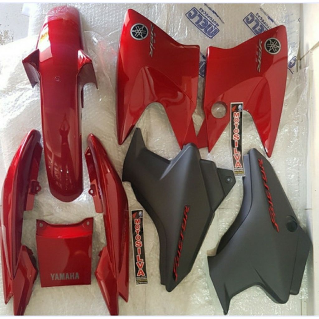 Kit plásticos carenagem factor 2009 2010 2011 2012 2013 preta vermelha roxo | Shopee Brasil