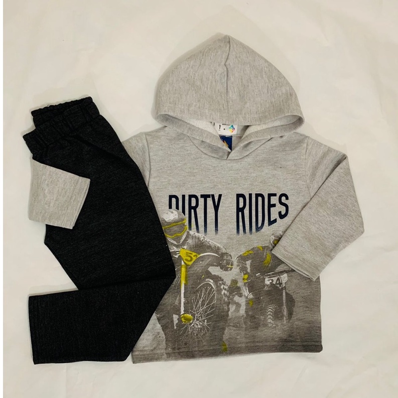 Conjunto Moletom Infantil Longo Pipa Dirty Ride Masculino 4 anos ...
