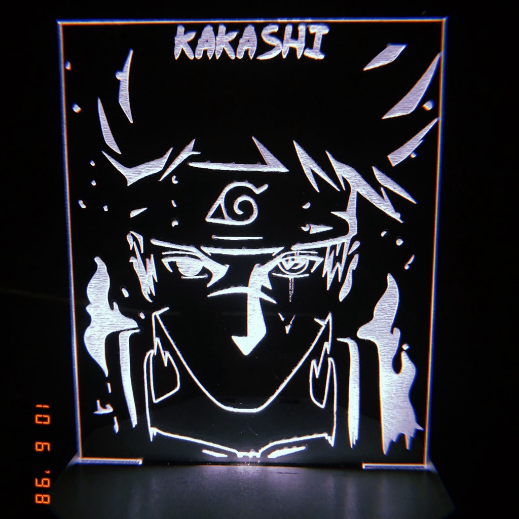 Luminária Led em Acrílico Anime Naruto - Kakashi - Led Branco ou ...