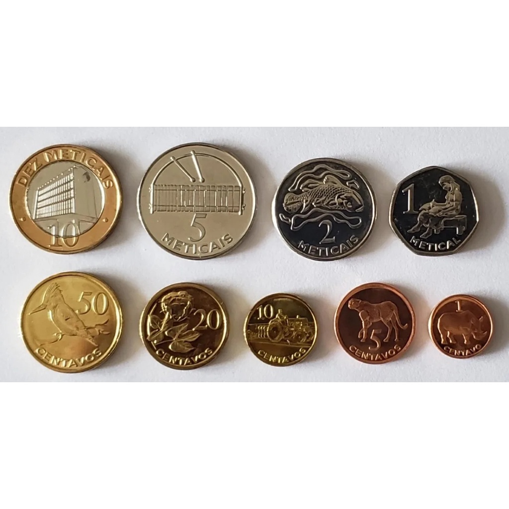Moçambique Set Completo Meticais 9 Moedas com Bimetal | Shopee Brasil
