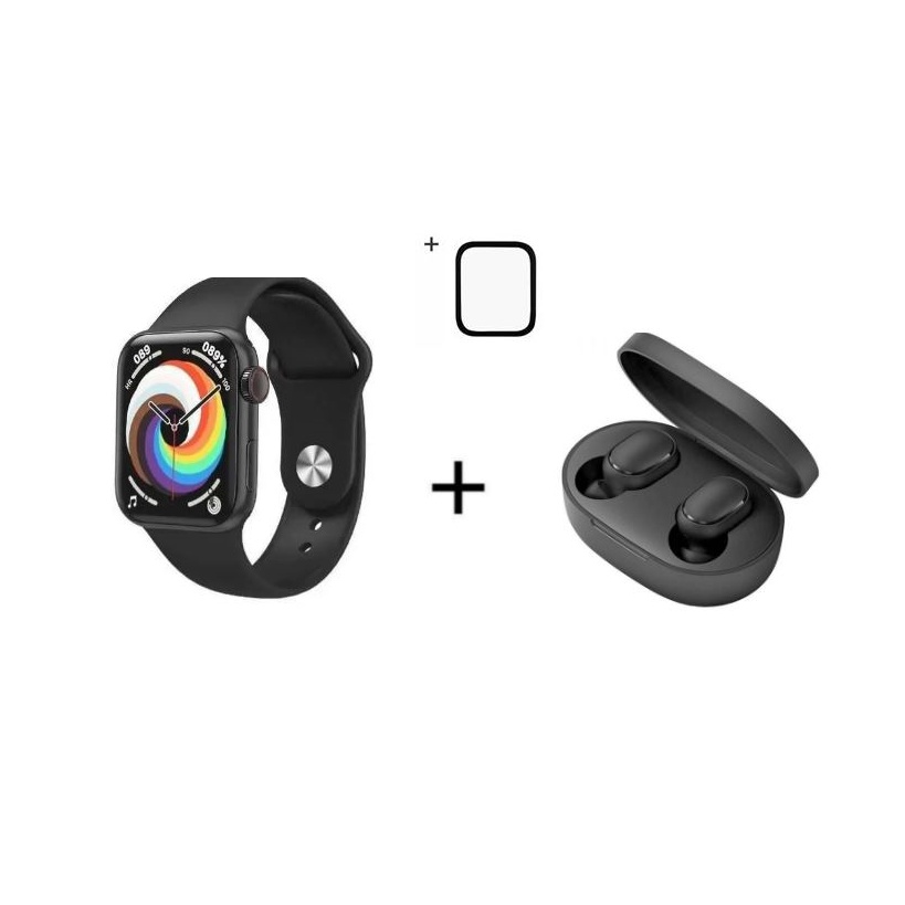 Relogio Inteligente Smart Watch HW19 preto com 2 pulseiras mais fone ...