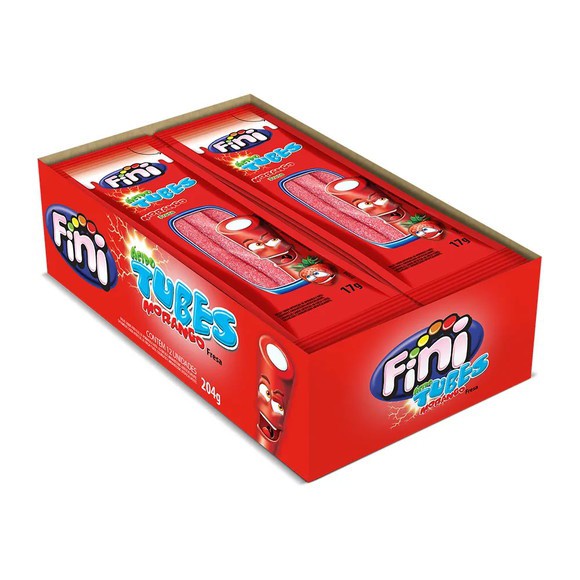 Fini Tubes Morango Azedinho 17g Caixa com 12 Unidades | Shopee Brasil