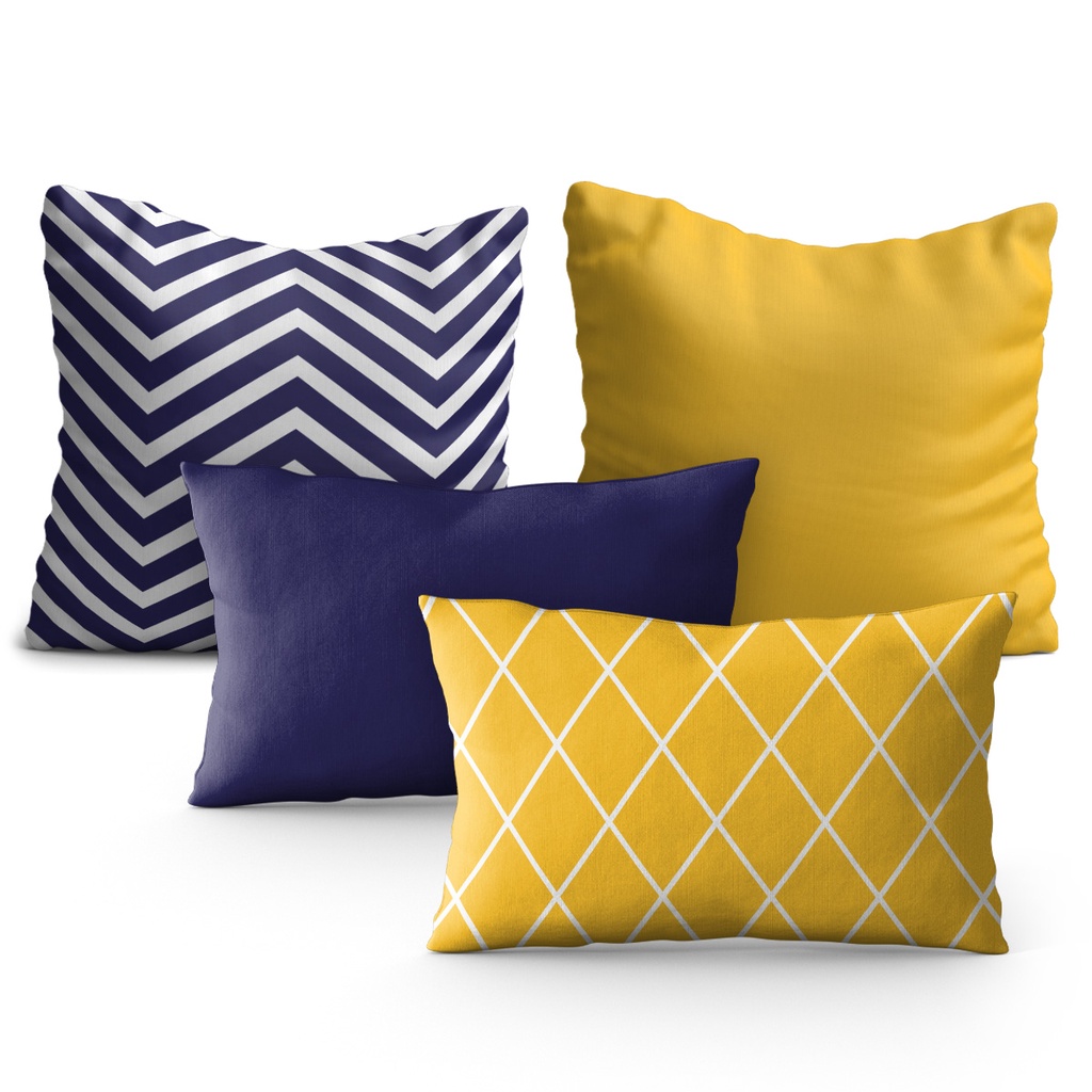 Kit 4 Capas de Almofadas Azul e Amarelo | Shopee Brasil