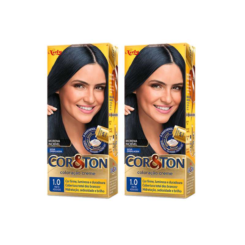 KIT 02 TINTA COReTON 1.0 PRETO AZULADO 50GR CADA | Shopee Brasil