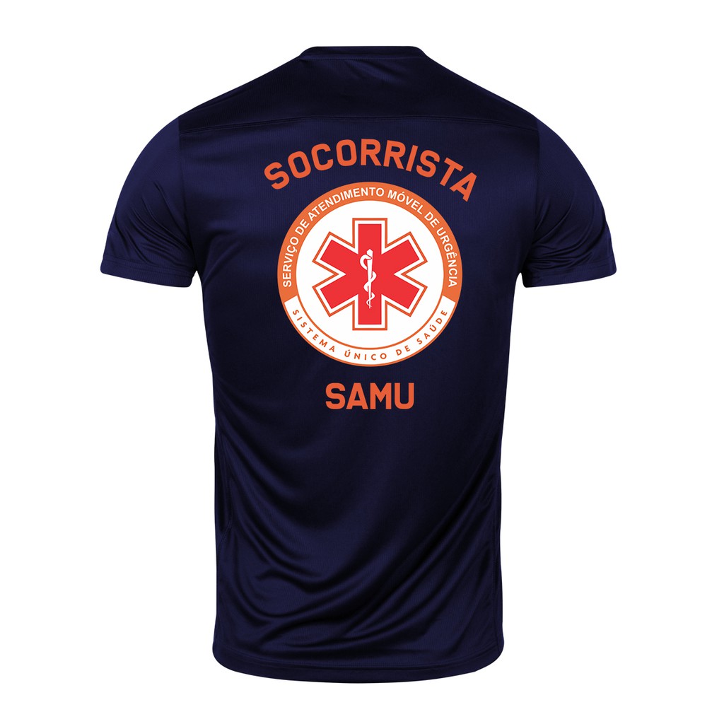 Camiseta Socorrista SAMU - Uniforme SAMU - Estampado Frente e Costas ...