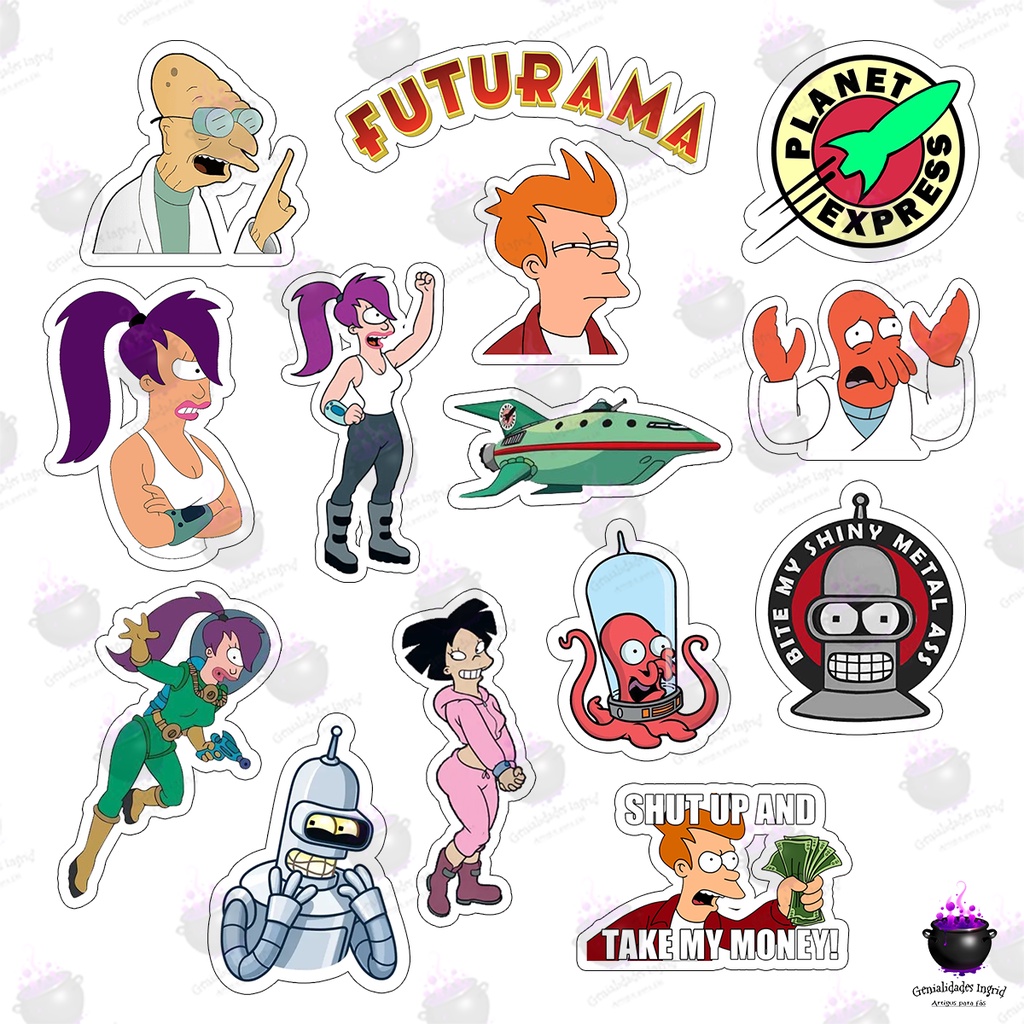 Adesivos Futurama - kit com 14 adesivos | Shopee Brasil