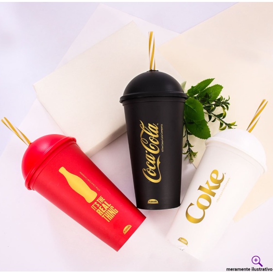 Copo Shake Coca-Cola Com Canudo 500ml | Shopee Brasil