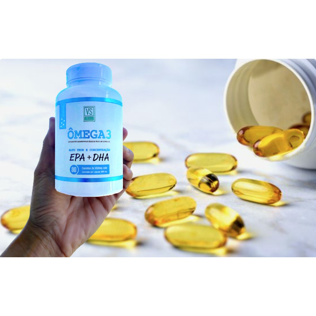 Omega 3 1000mg EPA DHA 90 capsulas soft gel trigliceride VS PHARMA puro com MEG 3 | Shopee Brasil