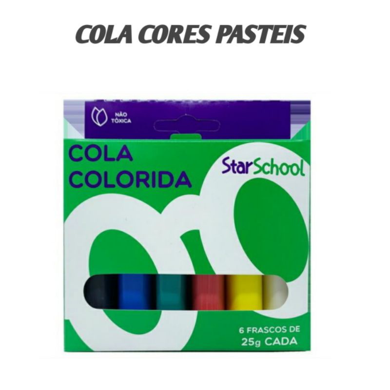 COLA CORES PASTEIS COLORIDA 6 FRASCOS DE 25G CADA | Shopee Brasil