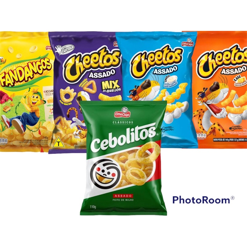 Salgadinhos Elma Chips 115 a 140g Cheetos Fandangos Cebolitos Tamanho ...
