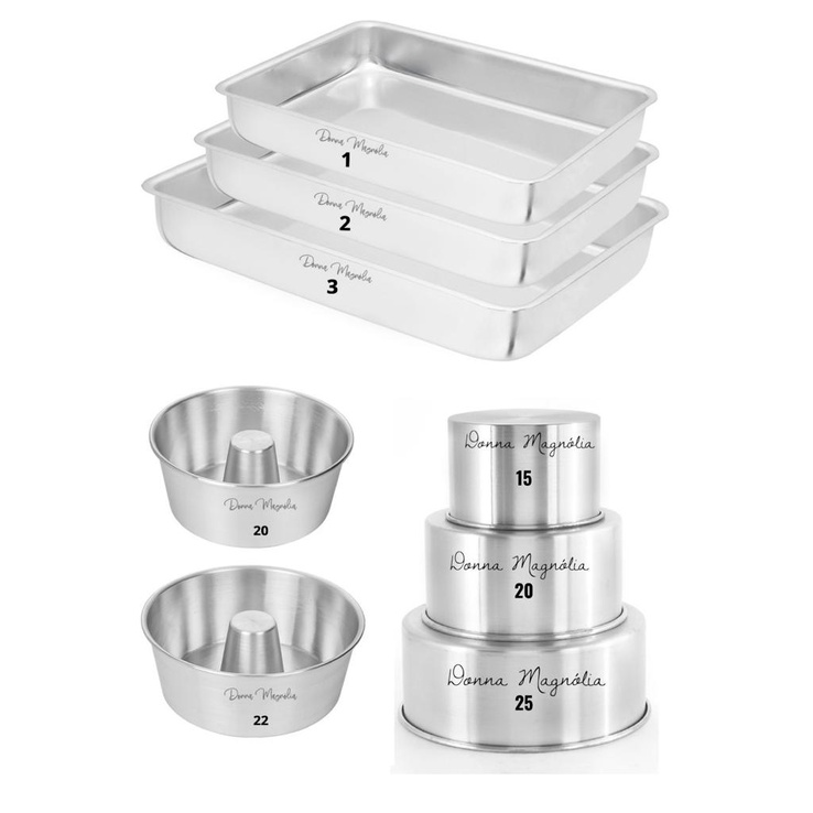 Kit 8 Assadeira Forma de Bolo redonda ALTA n 15 / 20 / 25 - RETANGULAR ...