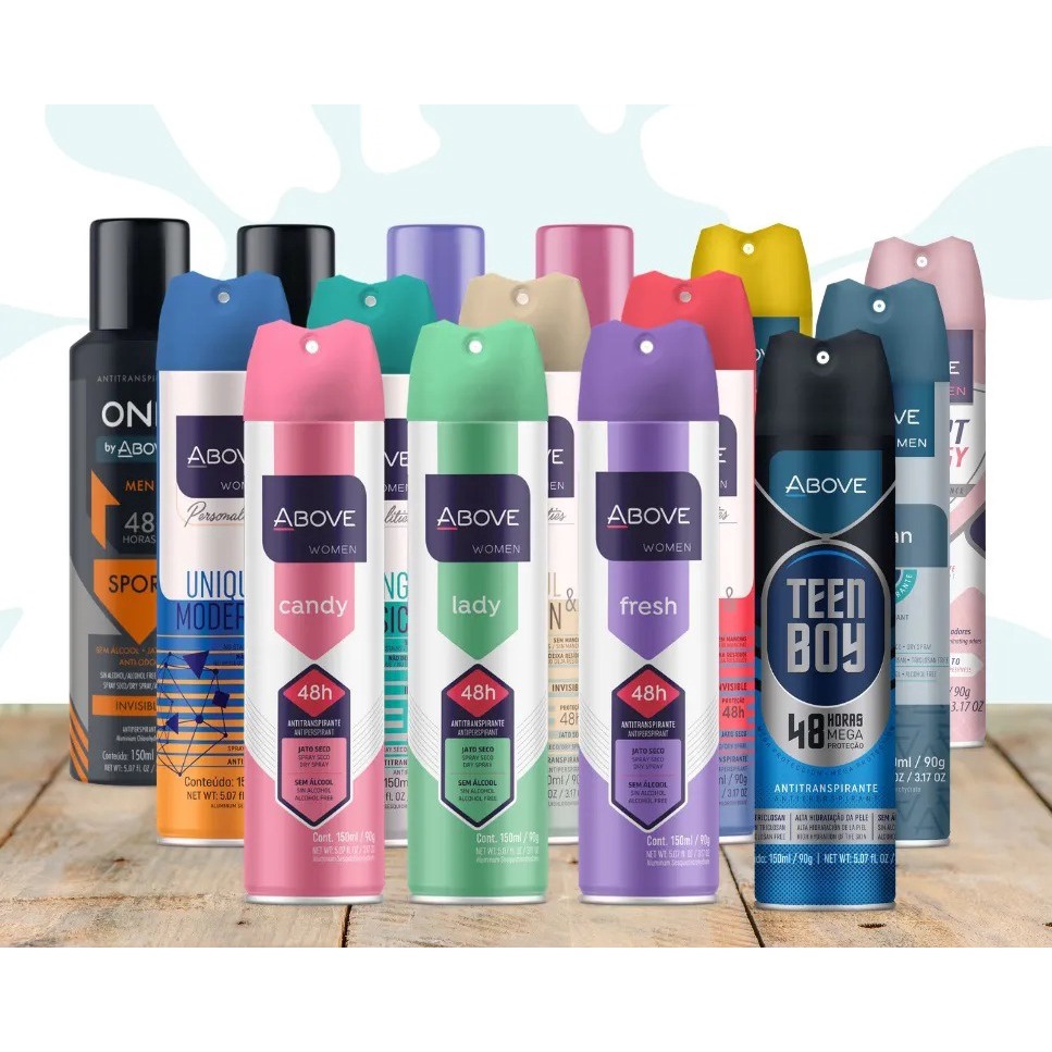 DESODORANTE ABOVE AEROSOL 250ML/150G 48H JATO SECO SEM ALCOOL ...