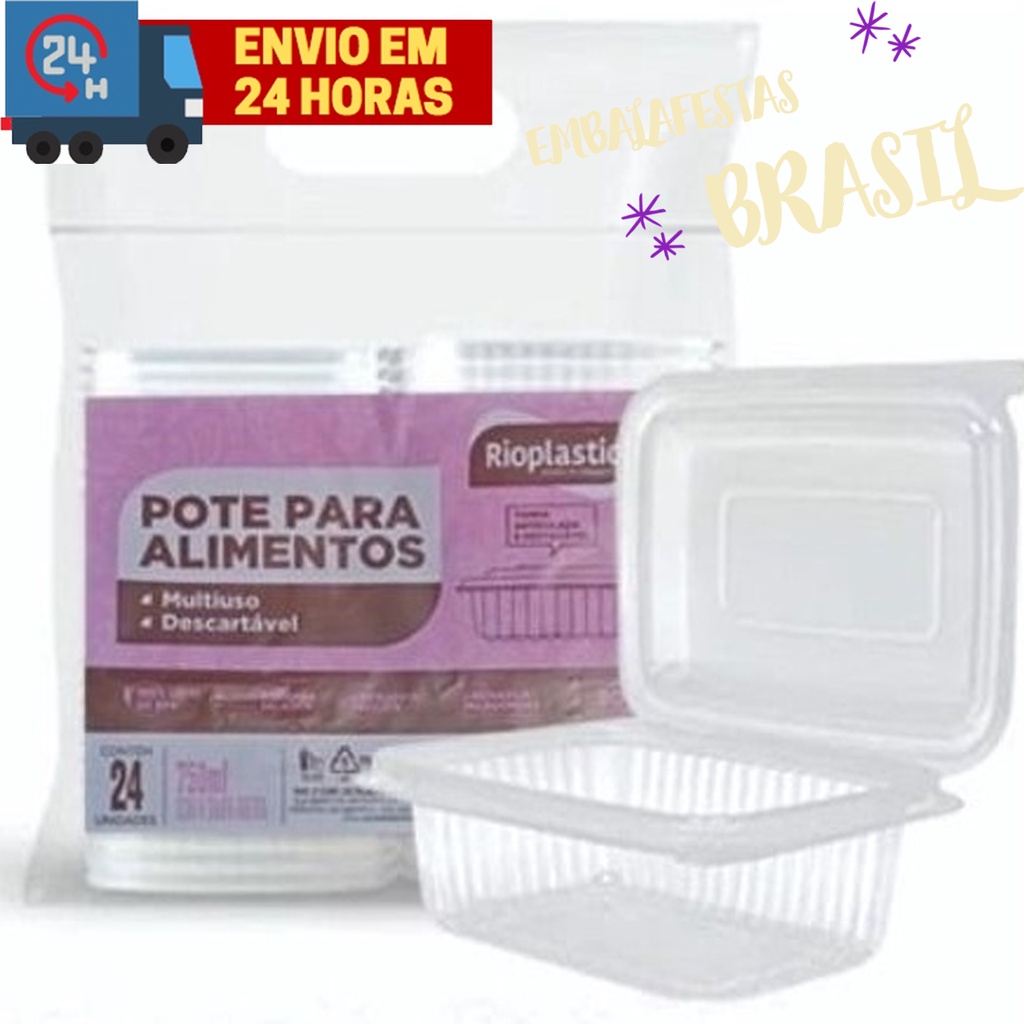 24un Pote Marmita Descartável 250 / 400 / 500 / 750 / 1000ml Freezer Microondas | Shopee Brasil