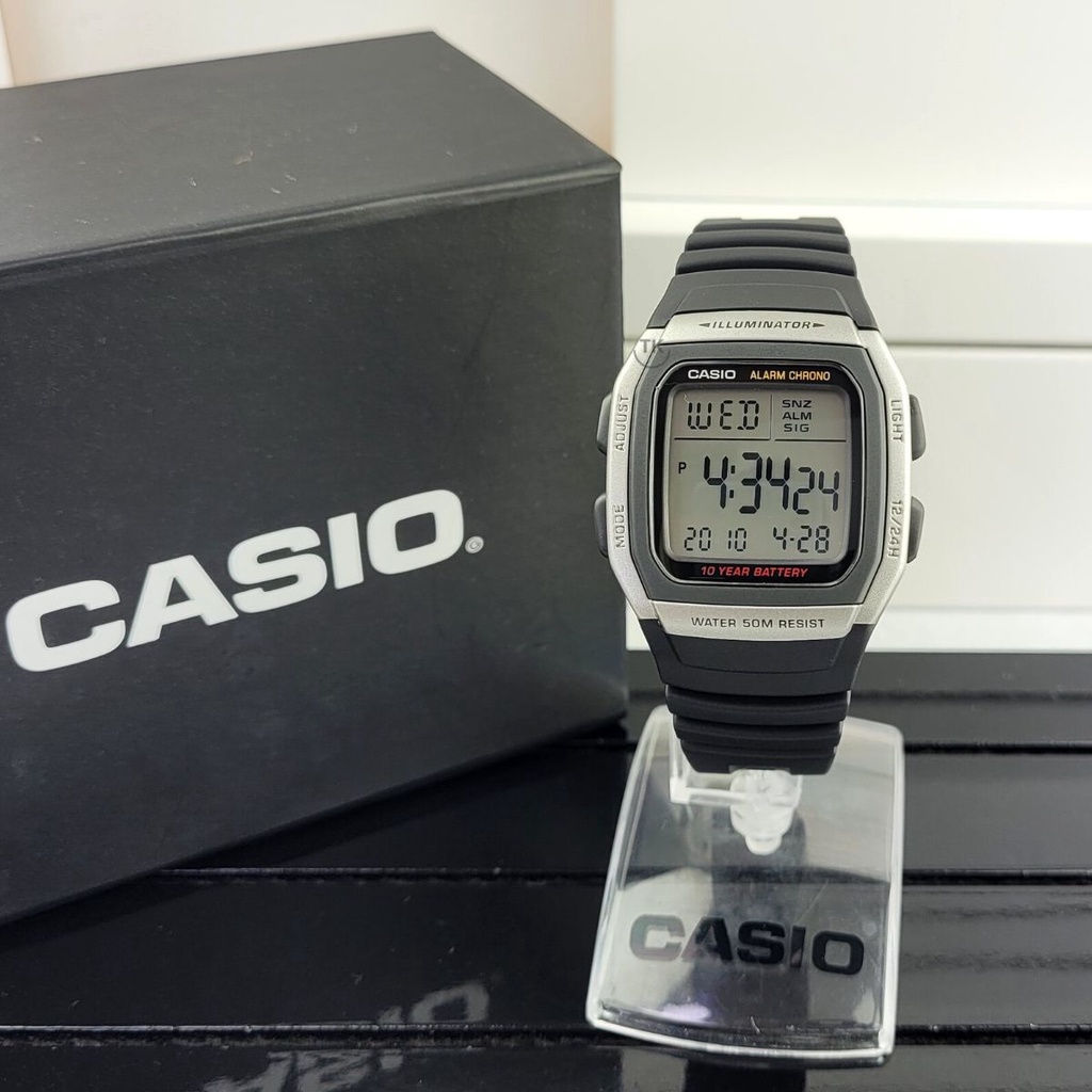 Relógio Casio Masculino Digital Illuminator Prova Dagua 50 Metros Resina Preto W-96H-1AVDF ...