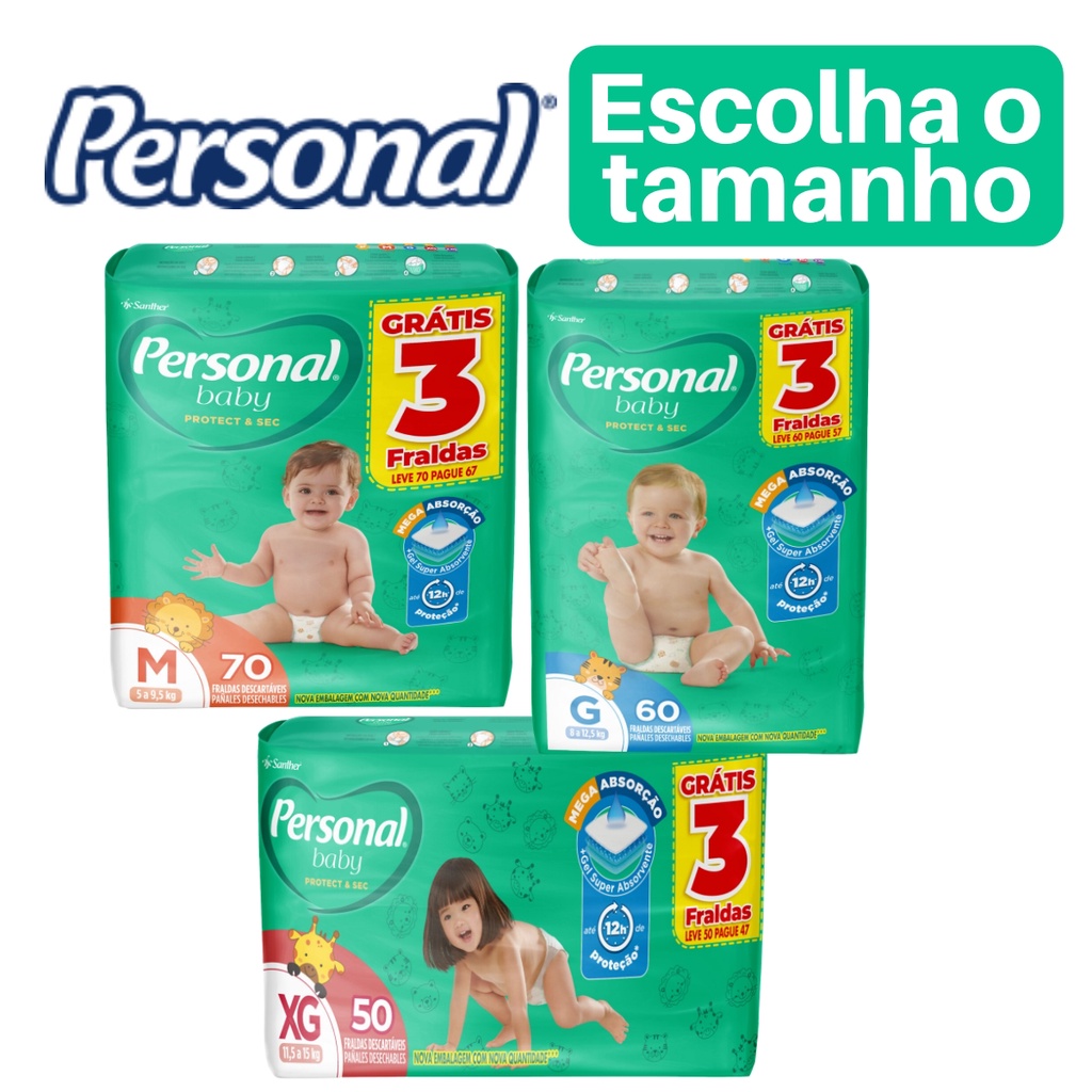 Fralda Personal Baby Hiper pacote M G ou XG | Shopee Brasil