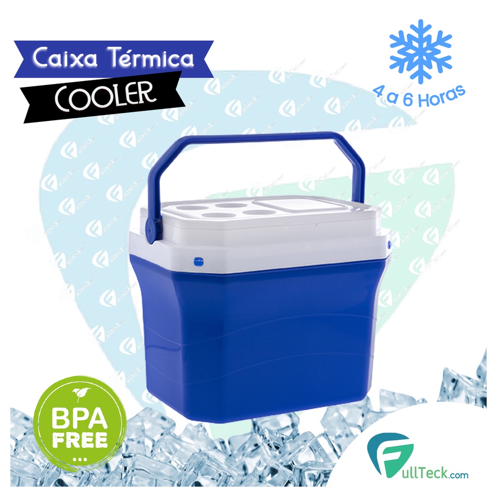 Caixa Térmica Cooler Azul 40 Litros Praia E Cerveja C/ Alça | Shopee Brasil