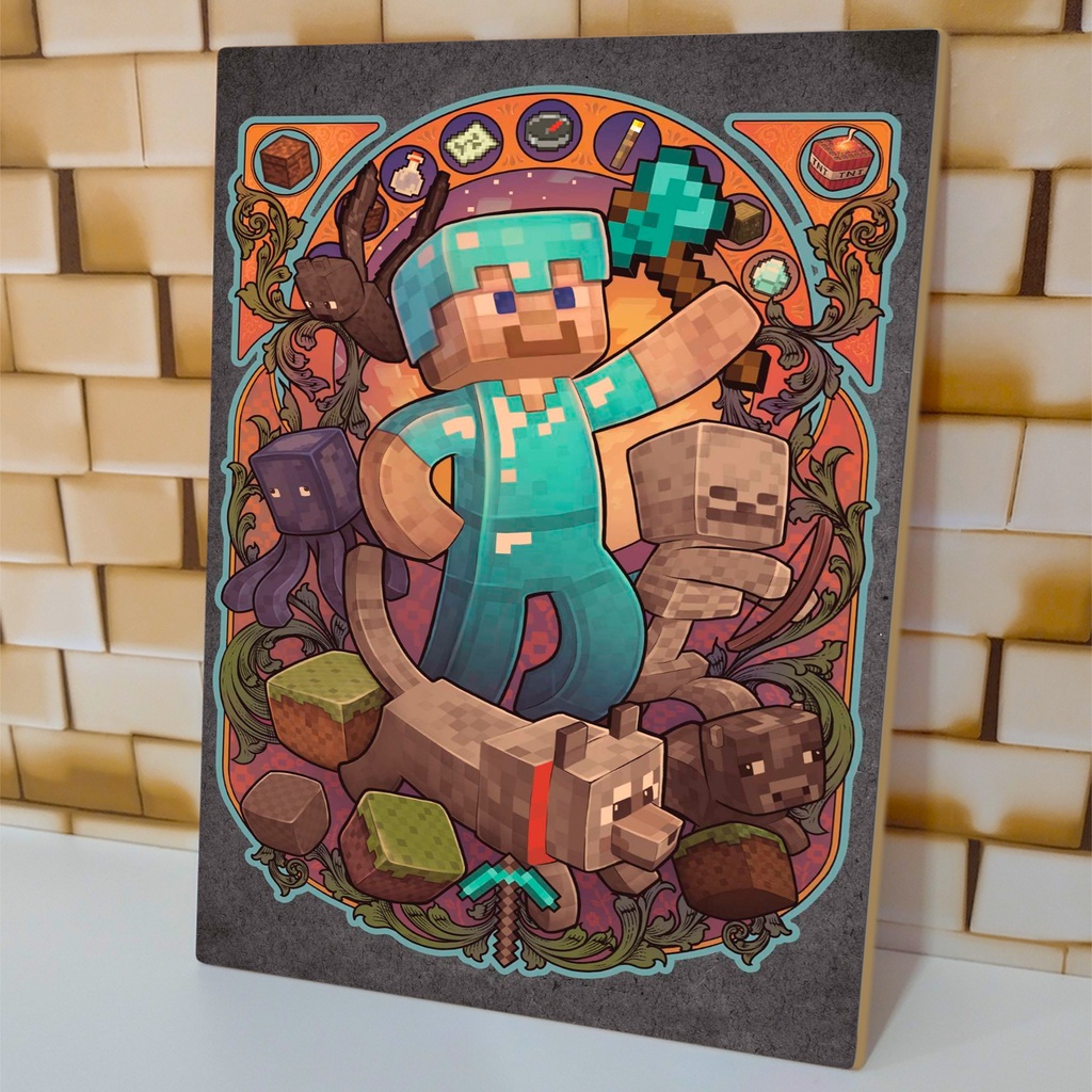 Placa Decorativa Tema Minecraft 28x20 MDF 6mm Impressão Laser | Shopee ...