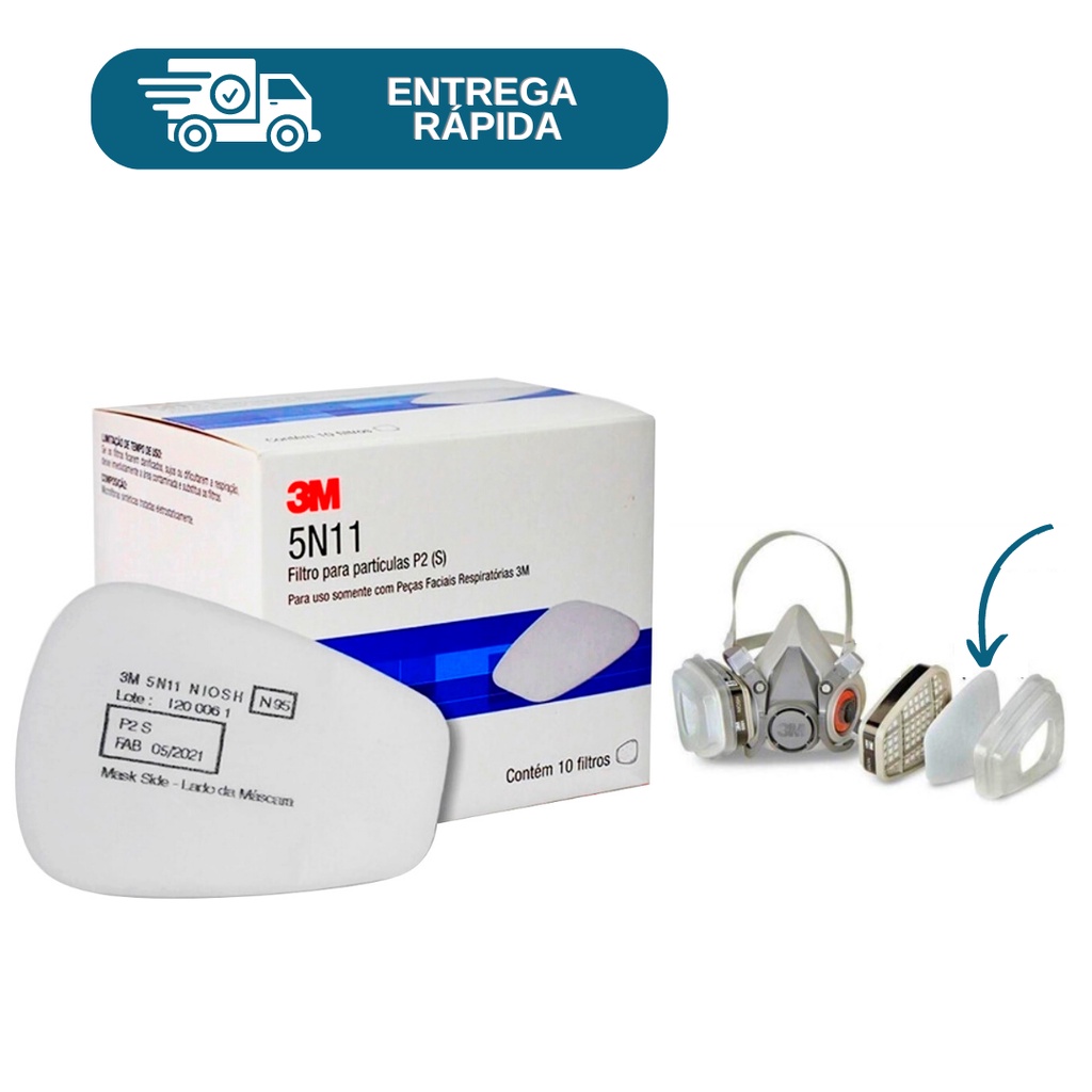 Kit 10 Pré Filtro 5N11 Para Máscara Respirador 3M Epi Para Poeiras Pó ...