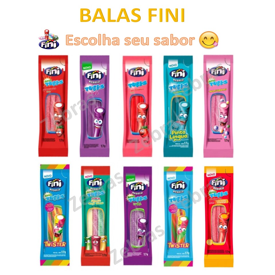 Fini Tubes PROMOÇÃO Morango Uva Tutti-Frutti Ácido Unidade 17g | Shopee ...