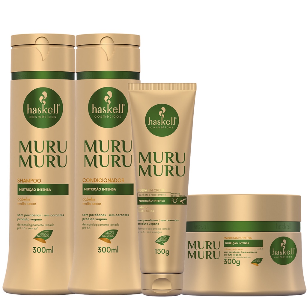 Kit Murumuru Haskell Shampoo Condic e Máscara Manteiga Nutritiva 300g/ml + Leave in Polpa Creme ...