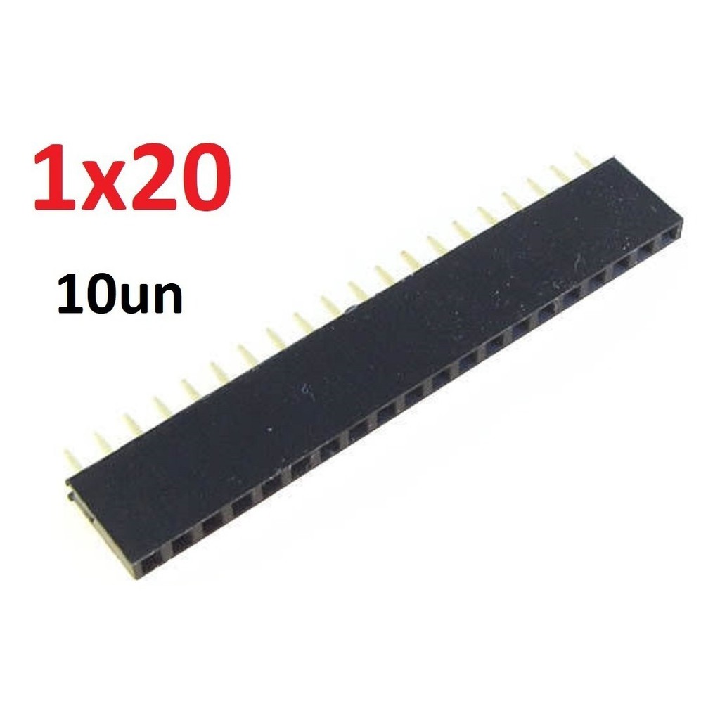 Pin Header 1x20 Fêmea 20 Pinos Passo 2,54mm - 10 Pçs | Shopee Brasil