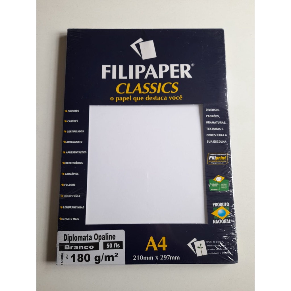 Papel A4 (diplomata) Branco Opaline 180g 50 FOLHAS | Shopee Brasil