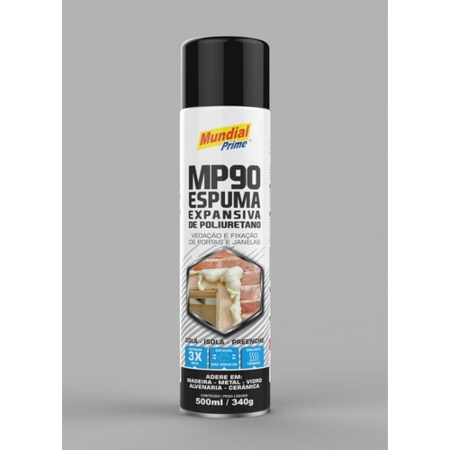 Espuma Expansiva De Poliuretano Mundial Prime 500ML 340G Cola Isola Preenche | Shopee Brasil