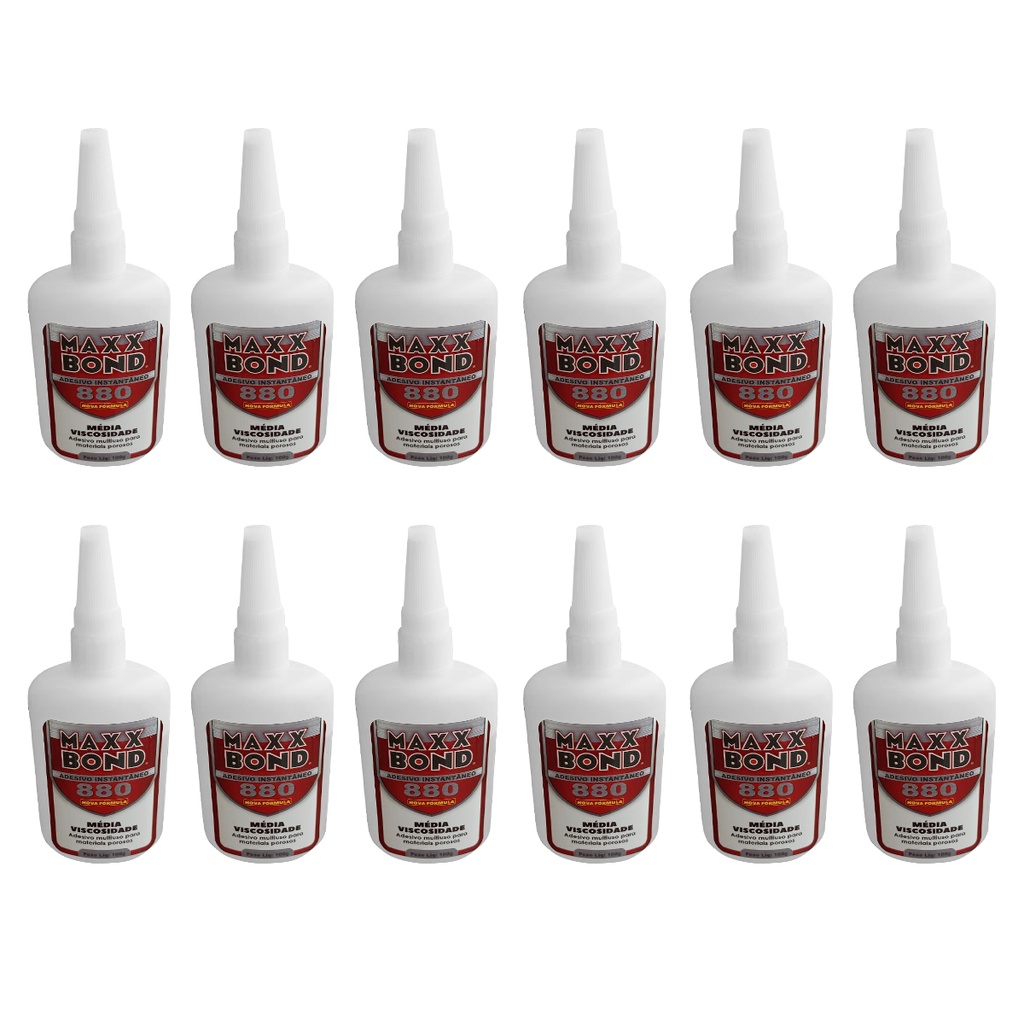 Kit c/12 Colas Super Cola Maxx Bond 880 - 100g | Shopee Brasil