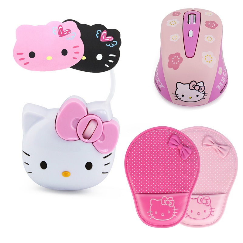 2.4GHZ Hello Kitty Mouse e Conjunto de Mouse Pad Kitty Mouse Pad Kitty ...