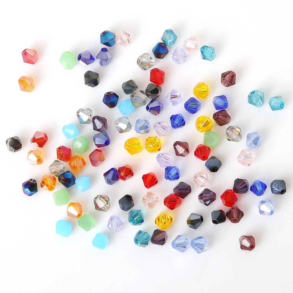 (90Pcs + 4mm) Crystal Bead.Ready Stock.Bicone Glass Bead.para Beading ...