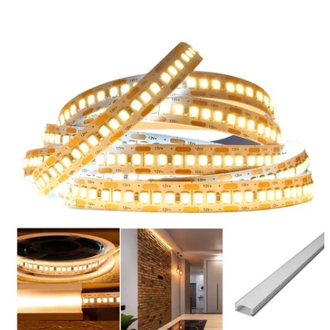 Fita led 240 leds 2835 5M 12V Branco Quente 3000K 24W/Metro Para perfil ...
