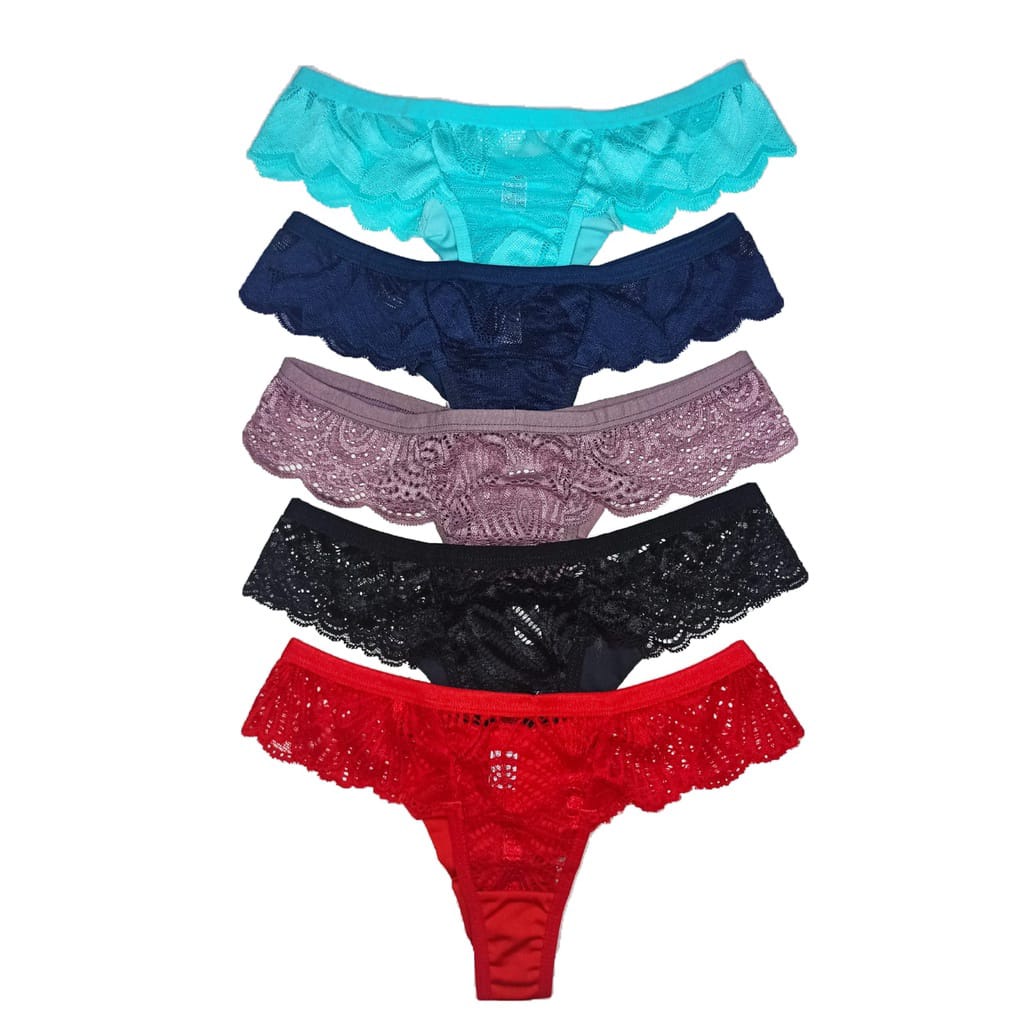 Kit 5 Calcinhas Fio Dental Duplo - Moda Intima Calcinha | Shopee Brasil