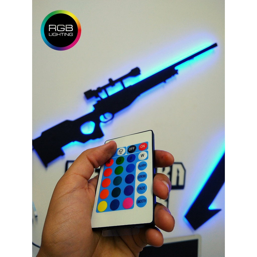 Sniper AWM Rifle em RGB Luminária de parede SETUP GAMER | Shopee Brasil