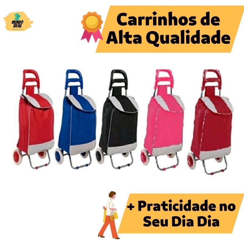 Carrinho de Feira Compras Dobrável Multiuso Suporta Até 30 KG ...