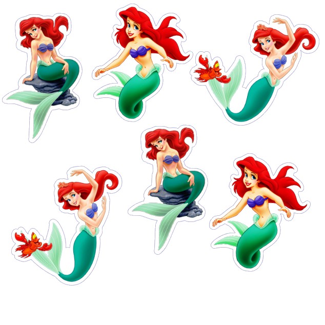 50 Apliques A Pequena Sereia Princesa Ariel Toppers Tags Tubetes ...