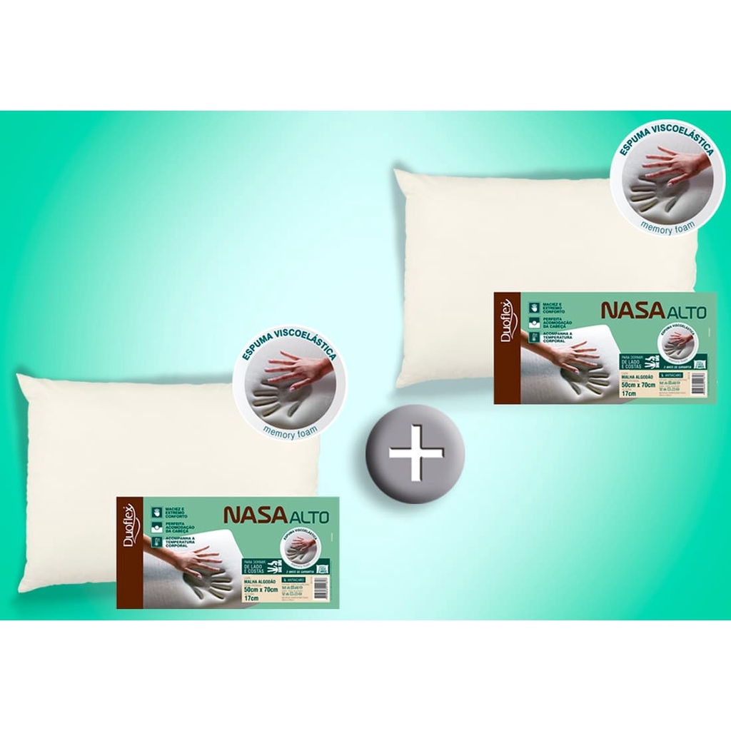 Kit 2 Travesseiros NASA Alto Viscoelástico - Duoflex | Shopee Brasil