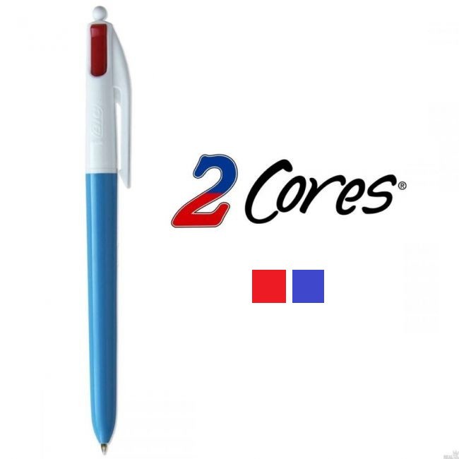 Caneta Esferográfica Bic 2 Cores Azul e Vermelha Com 1 Unidade Promoção ...
