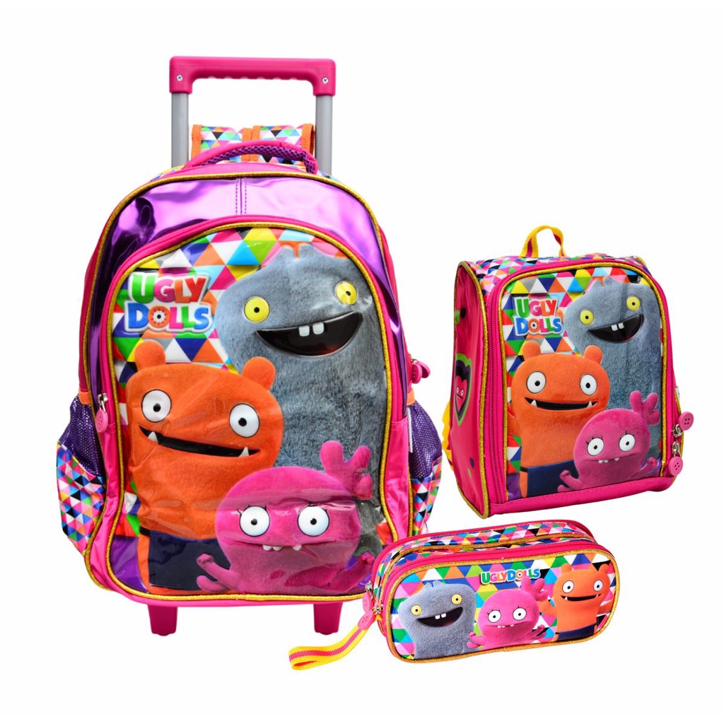 Kit Mochila De Rodinhas Com Lancheira E Estojo Oficial Ugly Dolls ...
