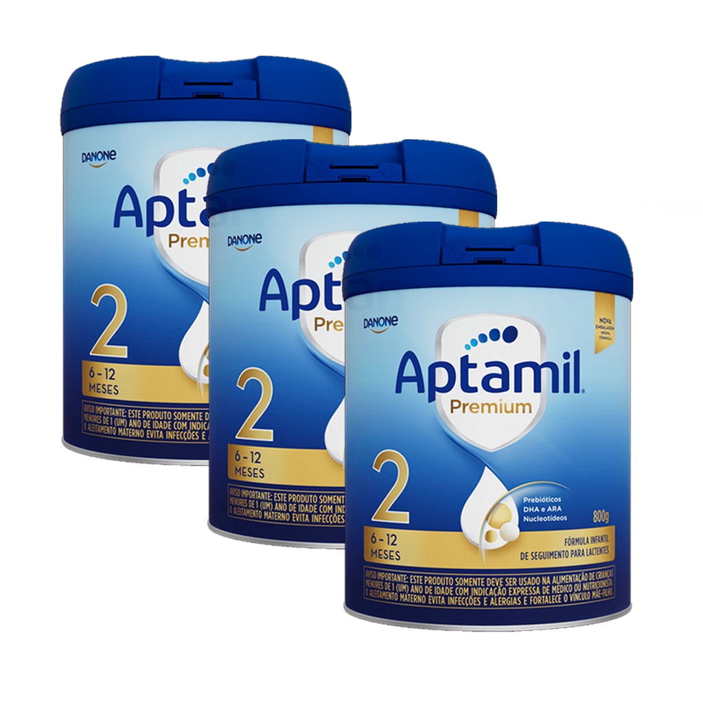 Fórmula Infantil kit com 3 Aptamil Premium 2 de 800g cada | Shopee Brasil