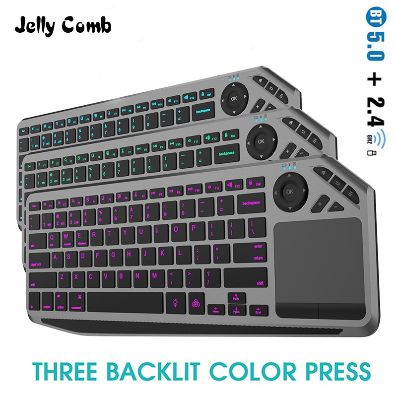 Jelly comb backlit bluetooth 2.4g teclado sem fio com touchpad para ...