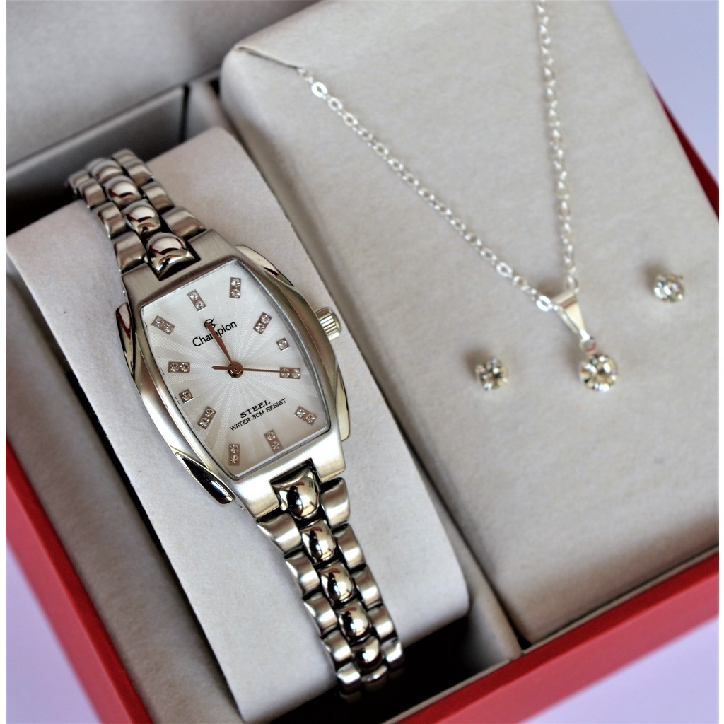 Relogio Champion Feminino Quadrado Pequeno Prateado Cs28129q | Shopee ...