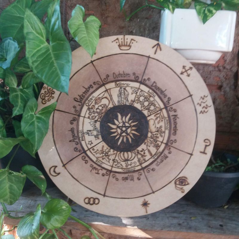 Roda do Ano Hemisferio Sul Tabua de Runas Pentagrama Mistica Mágica Esoterico Pendulo / Rosa de ...