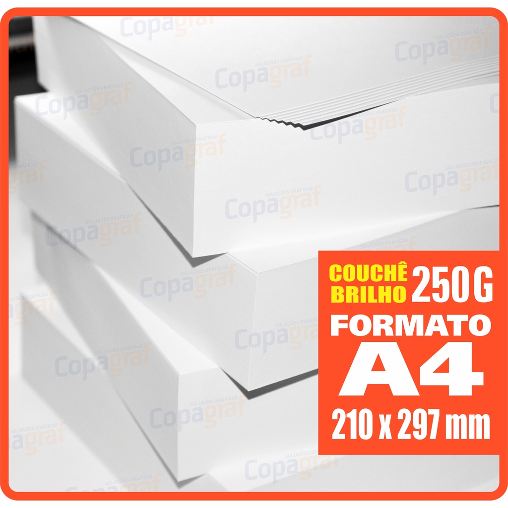 Papel Couchê Brilho 250g Tamanho A4 - 250 Folhas | Shopee Brasil
